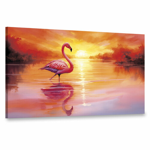 Интерьерная картина 100х60 "Огненное перо фламинго"