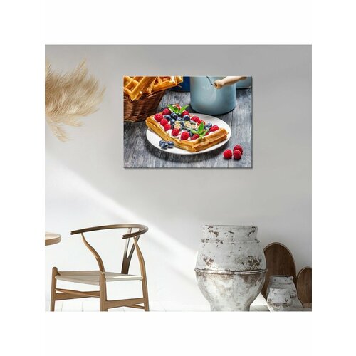 Картина на холсте с подрамником Вафли с ягодами11 20х30