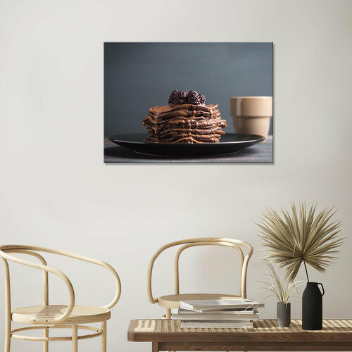 Картина/Картина на холсте для интерьера/Картина на стену/Картина для кухни/ - блинчики с ежевикой 30х40