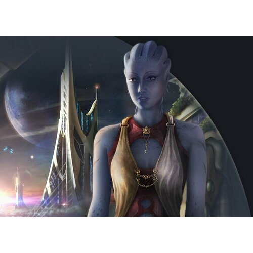 Плакат, постер на холсте Mass Effect. Размер 30 х 42 см