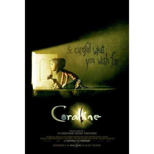 Плакат, постер на холсте Коралина в Стране Кошмаров (Coraline, 2009г). Размер 30 х 42 см