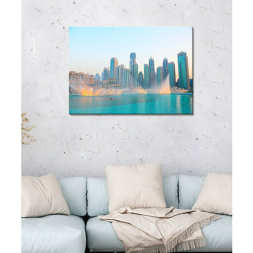 Картина/Картина на холсте для интерьера/Картина на стену/Картина для кухни/ - Дубай Танцующий фонтан (4) 40х60