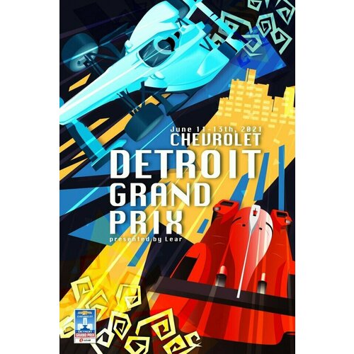 Плакат, постер на бумаге Grand Prix-Detroit/Гран При-Детройт. Размер 42 на 60 см