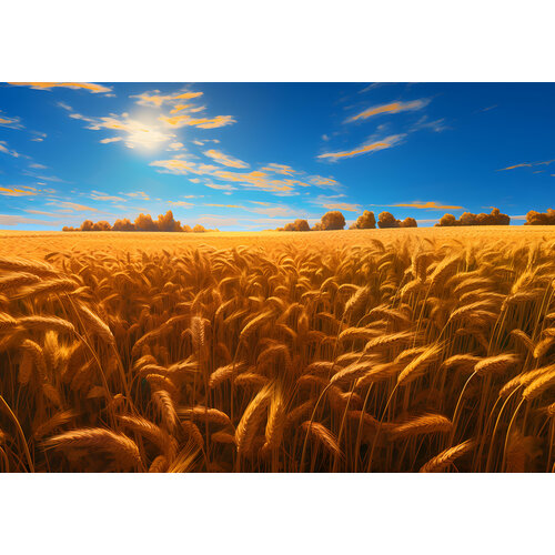 Постер - "Золотые поля пшеницы"на плотной бумаге / А4 / в тубусе без рамы