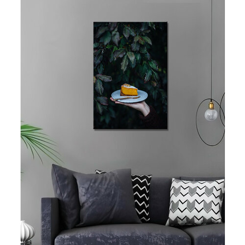 Картина/Картина на холсте для интерьера/Картина на стену/Картина для кухни/ -Кусочек лимонного торта 60х80