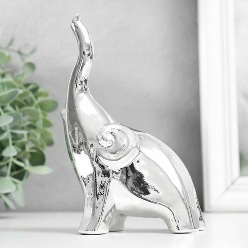 MARU Сувенир керамика "Слон - хобот вверх" серебро 8х5,3х14 см