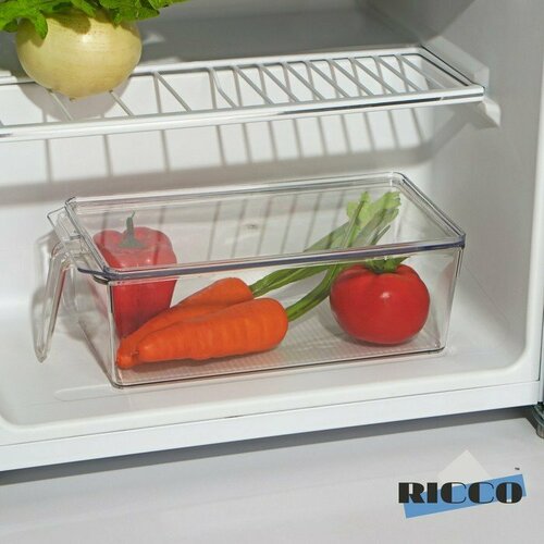 Контейнер для холодильника с крышкой и ручкой RICCO, 32×14,5×10 см, цвет прозрачный (комплект из 3 шт)