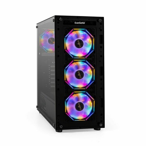 Корпус Miditower ExeGate i3 BASE-NPX700 (ATX, БП 700NPX с вент. 12 см, с окном, 1*USB+1*USB3.0, аудио, 4 вент. 12см с RGB подсветкой) EX294979RUS