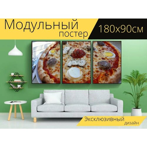 Модульный постер "Пицца, еда, италия" 180 x 90 см. для интерьера