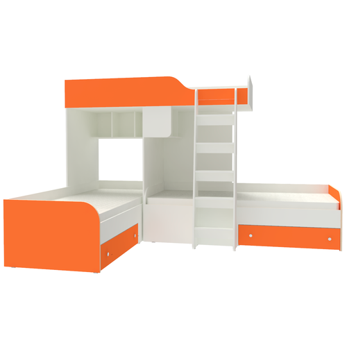 Кровать чердак Трио Белый Оранжевый