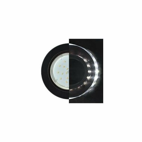 Встраиваемый светильник Ecola GX53 H4 LD5310 св-к Стекло Круг подсветка 4K Черный хром/Черный 38x126 SP53RNECH, 1 шт.