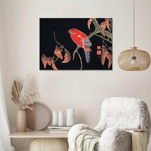 Картина/Картина на холсте/Картина на холсте для интерьера/ Картина на стену/ Картина в подарок для дома/ - Красный попугай на дереве 30х40