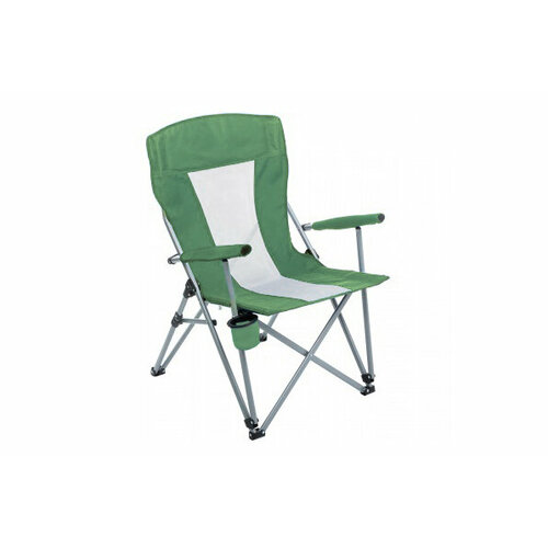 Кресло PREMIER складное, твердые тканевые подлокотники (зеленый/белый), нагрузка 140 кг