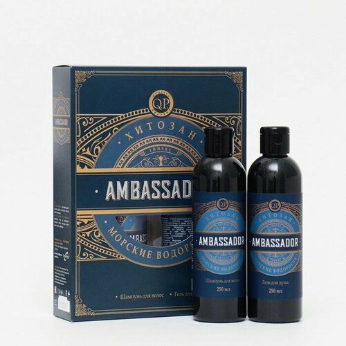Набор Q.P. "Ambassador" № 1120: (Шампунь для волос 250 мл + гель для душа 250 мл), 10шт