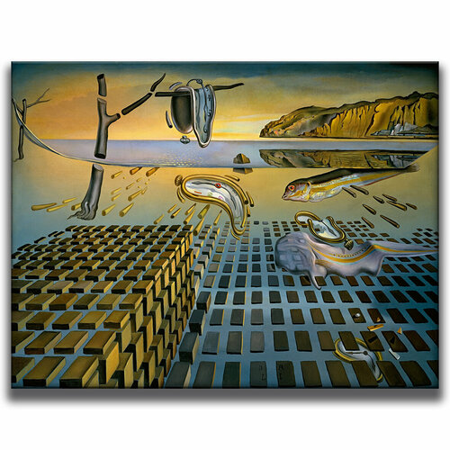 Картина для интерьера на холсте Сальвадора Дали «Дезинтеграция постоянства памяти» 40х52, холст натянут на подрамник