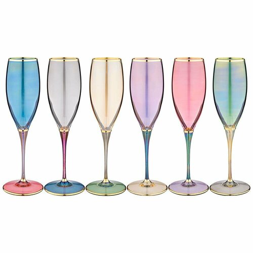 Набор бокалов для шампанского из 6 штук 260мл premium colors (161527)