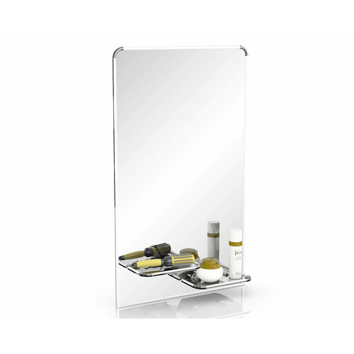 Зеркало 123Д белый, ШхВ 45х75 см, зеркало для ванной комнаты, две полочки