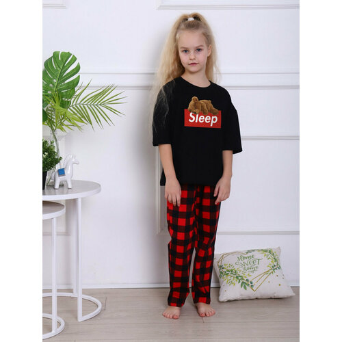 Пижама  Милаша, размер 134, красный, черный