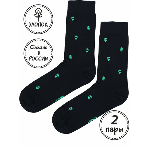 Носки Kingkit, 2 пары, размер 41-45, бесцветный, черный, зеленый