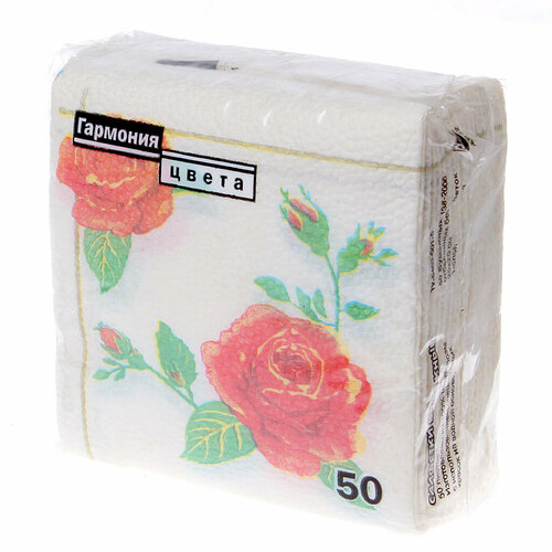 Салфетки бумажные Garmonia Розы, 50 шт
