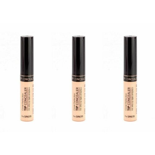 The Saem Консилер Cover perfection tip concealer, 01 clear beige, 1 мл, 3 шт