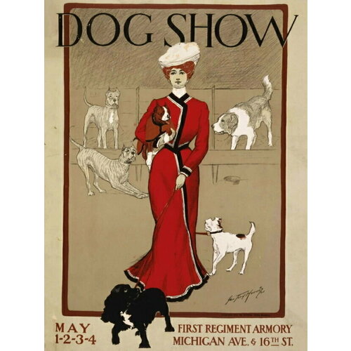 Плакат, постер на бумаге Dog Show/Собачье Шоу/винтажный/ретро. Размер 21 х 30 см
