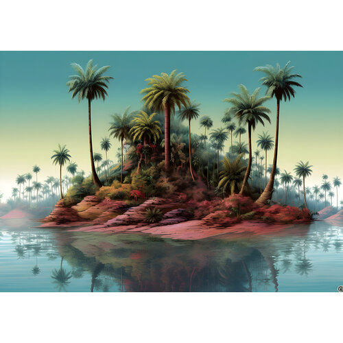 Постер - "Тропические острова пальм"на самоклеющейся / А3 / в тубусе без рамы