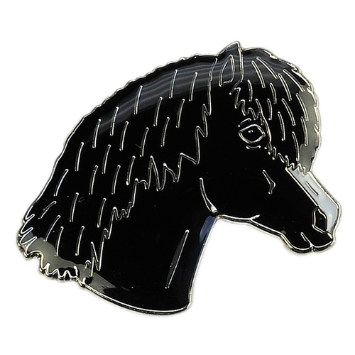 Значок металлический HappyROSS "Голова Пони", 27х23мм, чёрный (Германия)