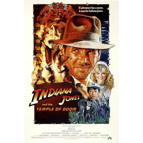 Плакат, постер на холсте Индиана Джонс и храм судьбы (Indiana Jones and the Temple of Doom, 1984г). Размер 60 х 84 см