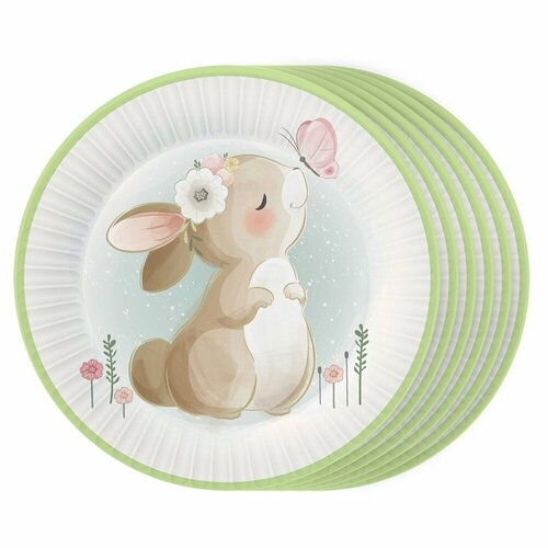 Набор бумажных тарелок ND Play Милые кролики, 6 шт, диаметр 180 мм (306341)