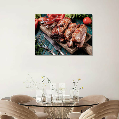 Картина/Картина на холсте для интерьера/Картина на стену/Картина для кухни/ - жареное мясо 60х80
