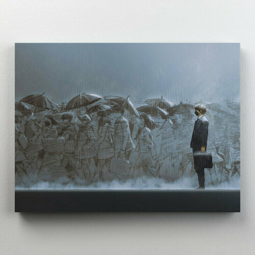 Интерьерная картина на холсте "Аниме один против системы" размер 30x22 см