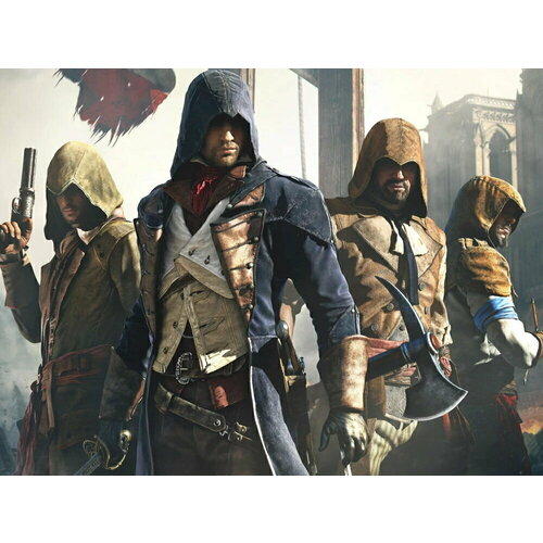 Плакат, постер на холсте Assassins Сreed/Кредо Ассасина/игровые/игра/компьютерные герои персонажи. Размер 30 на 42 см