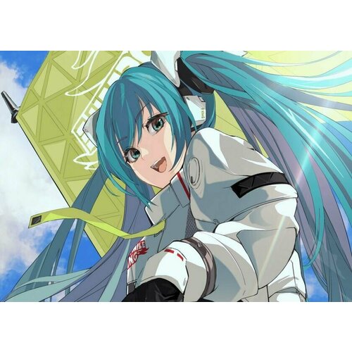 Плакат, постер на холсте Мику Хацунэ. Miku Hatsune. Размер 30 х 42 см