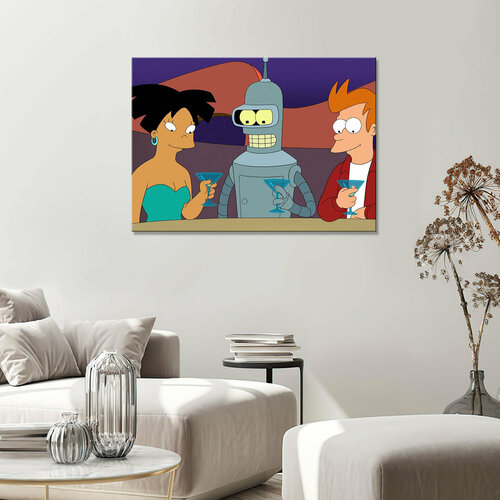 Интерьерная картина на холсте - Футурама Futurama Бендер Фрай и Эми 30х40