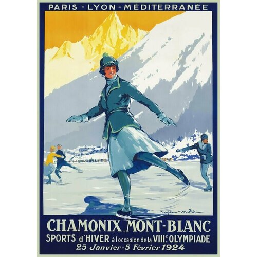 Плакат, постер на бумаге Olympic Game-Chamonix-Mont-Blanc/Олимпийские игры-Шамони-Мон-Блан. Размер 60 х 84 см