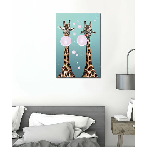 Картина - жираф, арт жираф, жираф рисунок, пятнистый жираф (14) 60х80