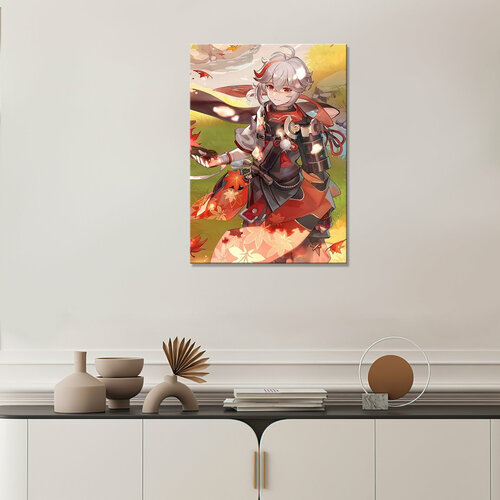 Интерьерная картина на холсте -Кадзуха и кленовые листочки Геншин Импакт 30х40