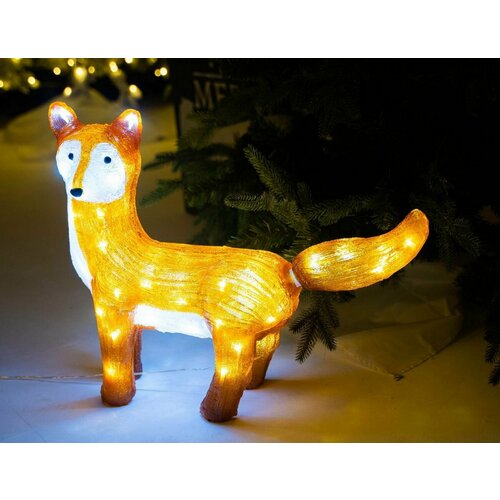 Светящаяся акриловая фигура лисичка-сестричка, 50 холодных белых LED-огней, 58х51 см, уличная, Kaemingk (Lumineo)