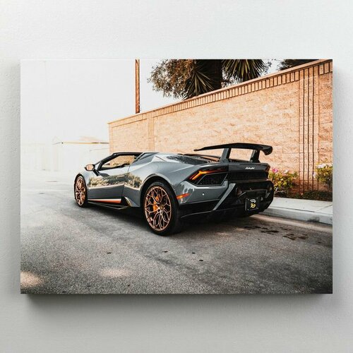 Интерьерная картина на холсте "Мощный Lamborghini у кирпичной стены - спорткар" размер 40x30 см