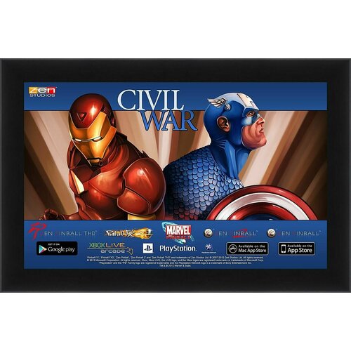 Плакат, постер на холсте Marvel Pinball: Civil War. Размер 60 х 84 см