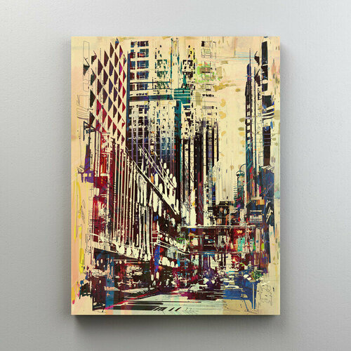 Интерьерная картина на холсте "Городской пейзаж - Нью Йорк гранж" размер 30x40 см