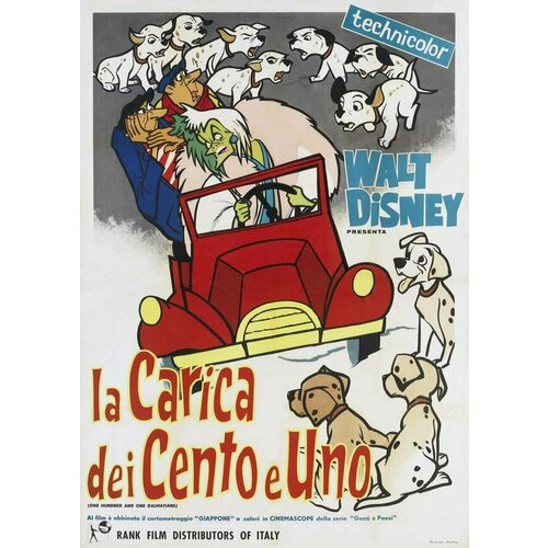 Плакат, постер на холсте 101 далматинец (One Hundred And One Dalmatians, мультфильм, 1961г). Размер 42 х 60 см