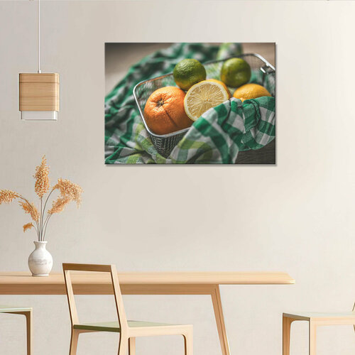 Картина/Картина на холсте для интерьера/Картина на стену/Картина для кухни/ - корзинка с цитрусовыми 40х60