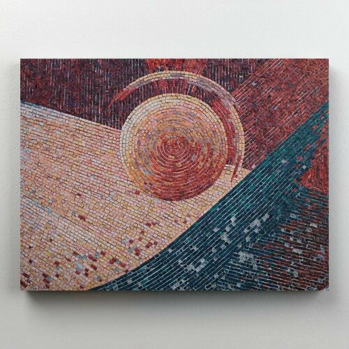 Интерьерная картина на холсте "Закат солнца - фреска из мозаики" размер 60x45 см
