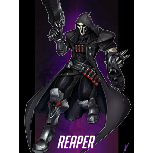 Плакат, постер на бумаге Overwatch: Reaper/Овервотч/игровые/игра/компьютерные герои персонажи. Размер 21 х 30 см