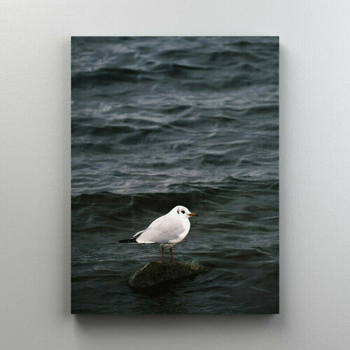 Интерьерная картина на холсте "Чайка в море", размер 22x30 см