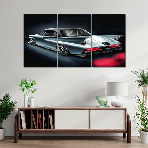 Модульная картина/Модульная картина на холсте/Модульная картина в подарок/ Серая машина - Grey car 90х50