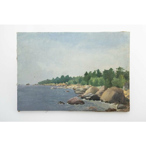 Картина "Прибрежный пейзаж", неизвестный художник, холст, масло