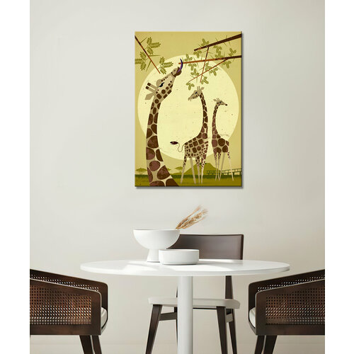 Картина - Жираф, жирафы, африка, жирафы закат, природа жирафы (20) 20х30